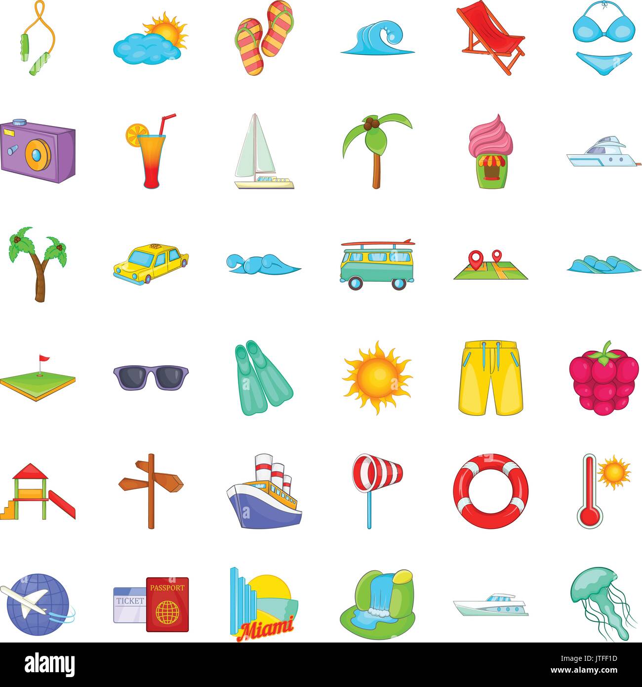 Great vacation icons set, cartoon style Stock Vector Image & Art - Alamy