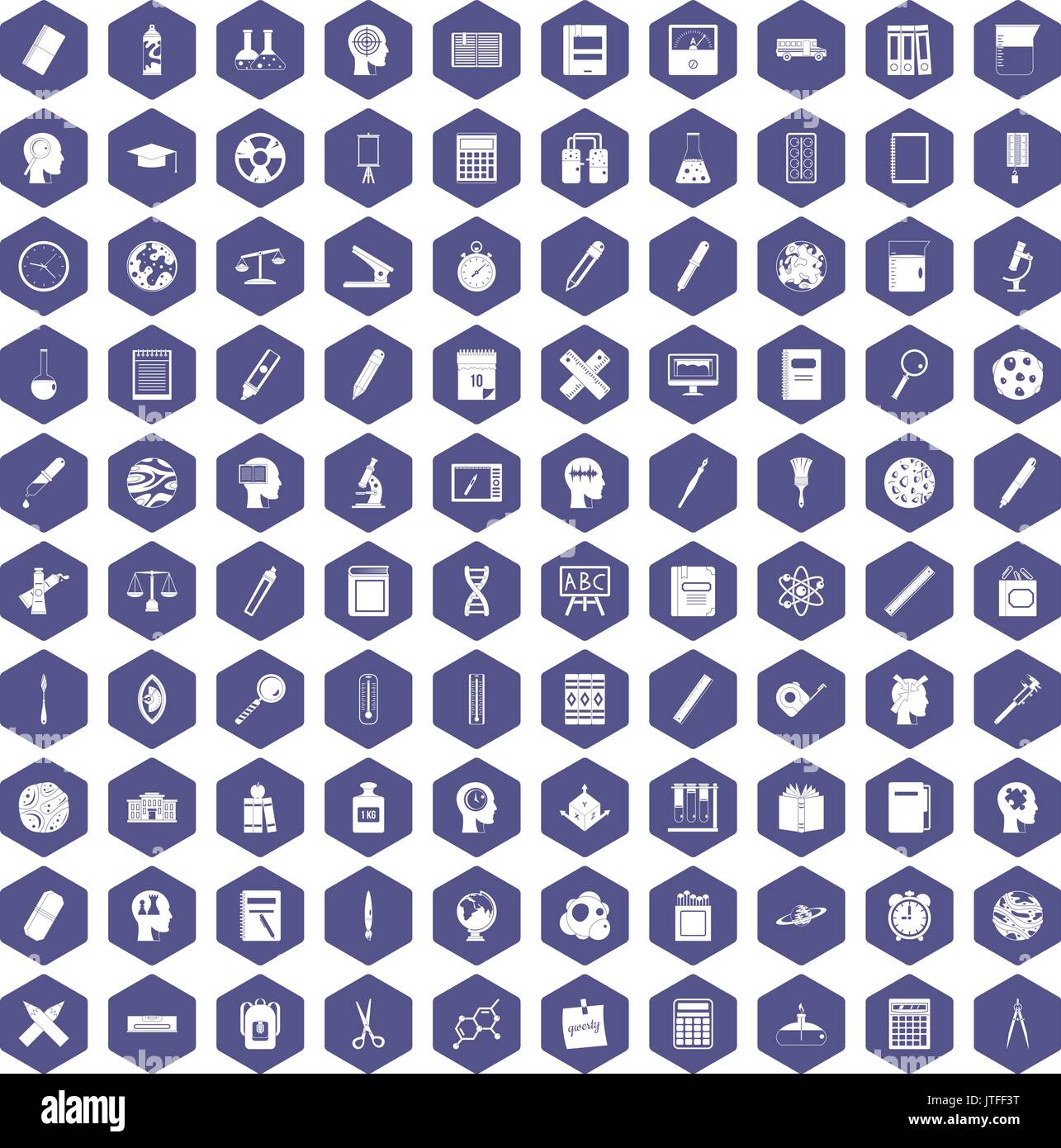 100 learning icons hexagon purple Stock Vector Image & Art - Alamy