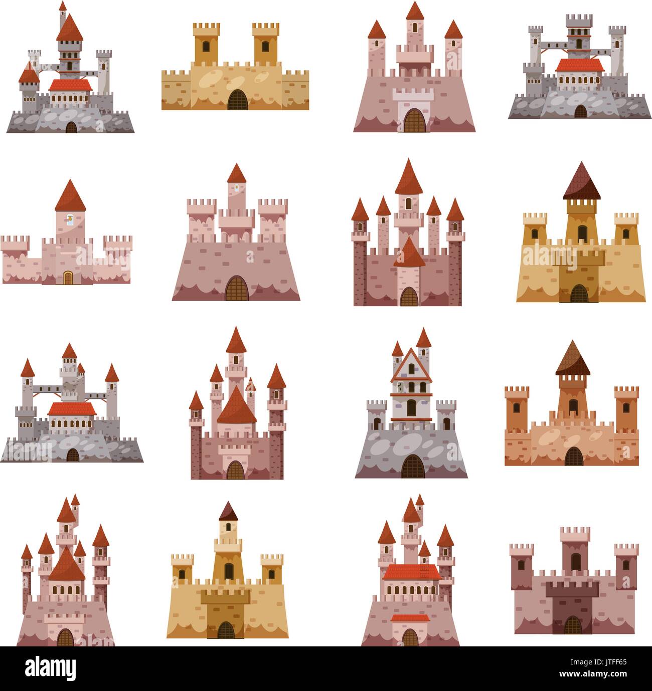 Castle tower icons set, cartoon style Stock Vector Image & Art - Alamy