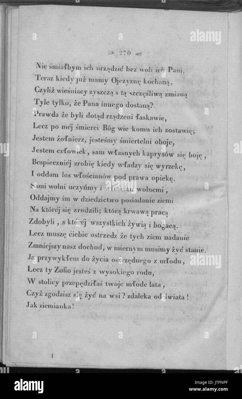 A page from the classic Polish literature work 'Pan Tadeusz' by Adam ...