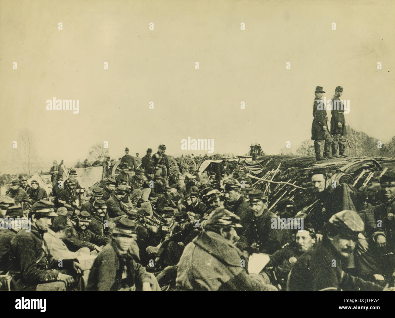 Union soldiers entrenched along the west bank of the Rappahannock River ...