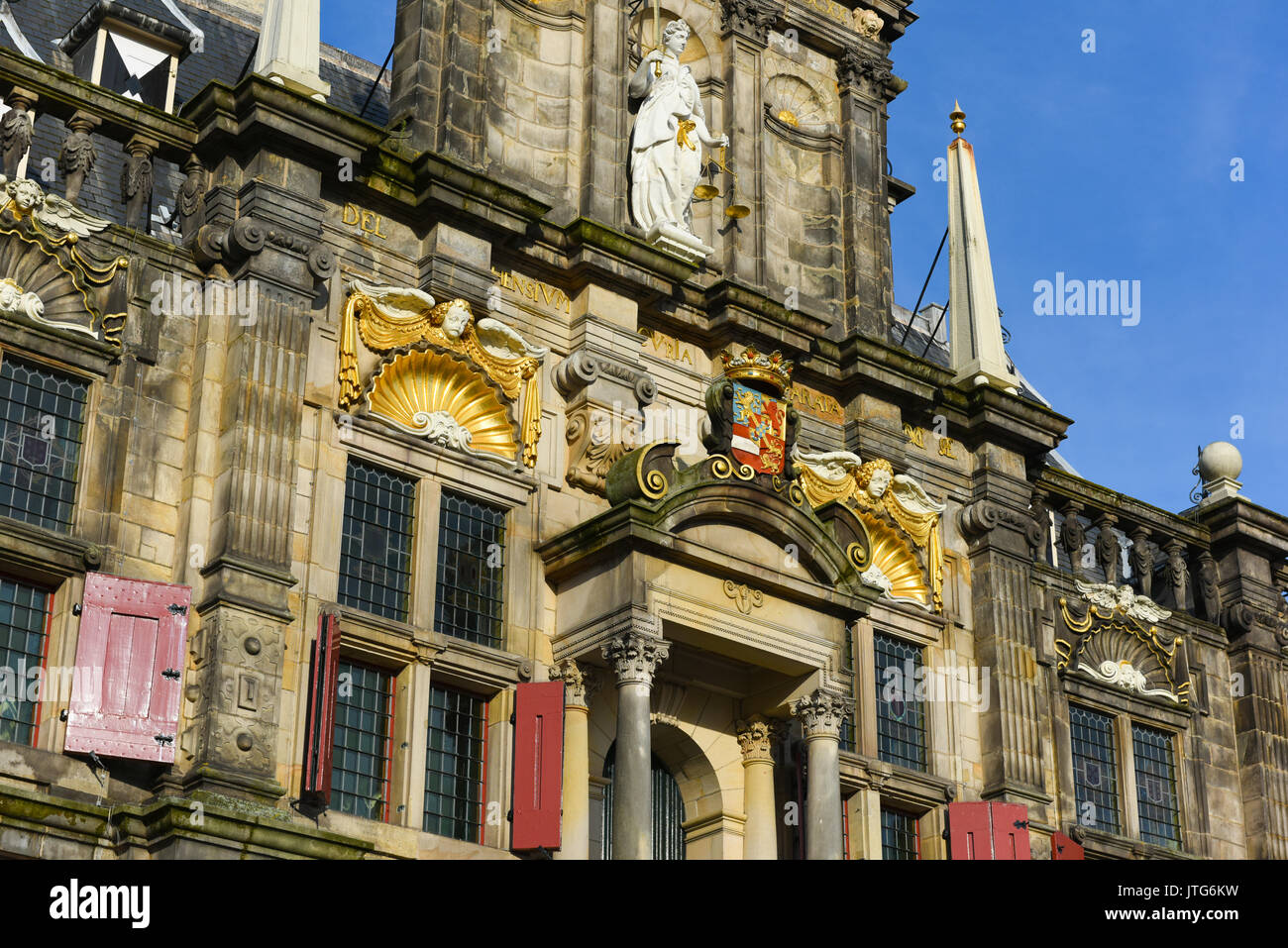 A view of the Stadhuis or City Hall in Delft Market Square in Delft ...