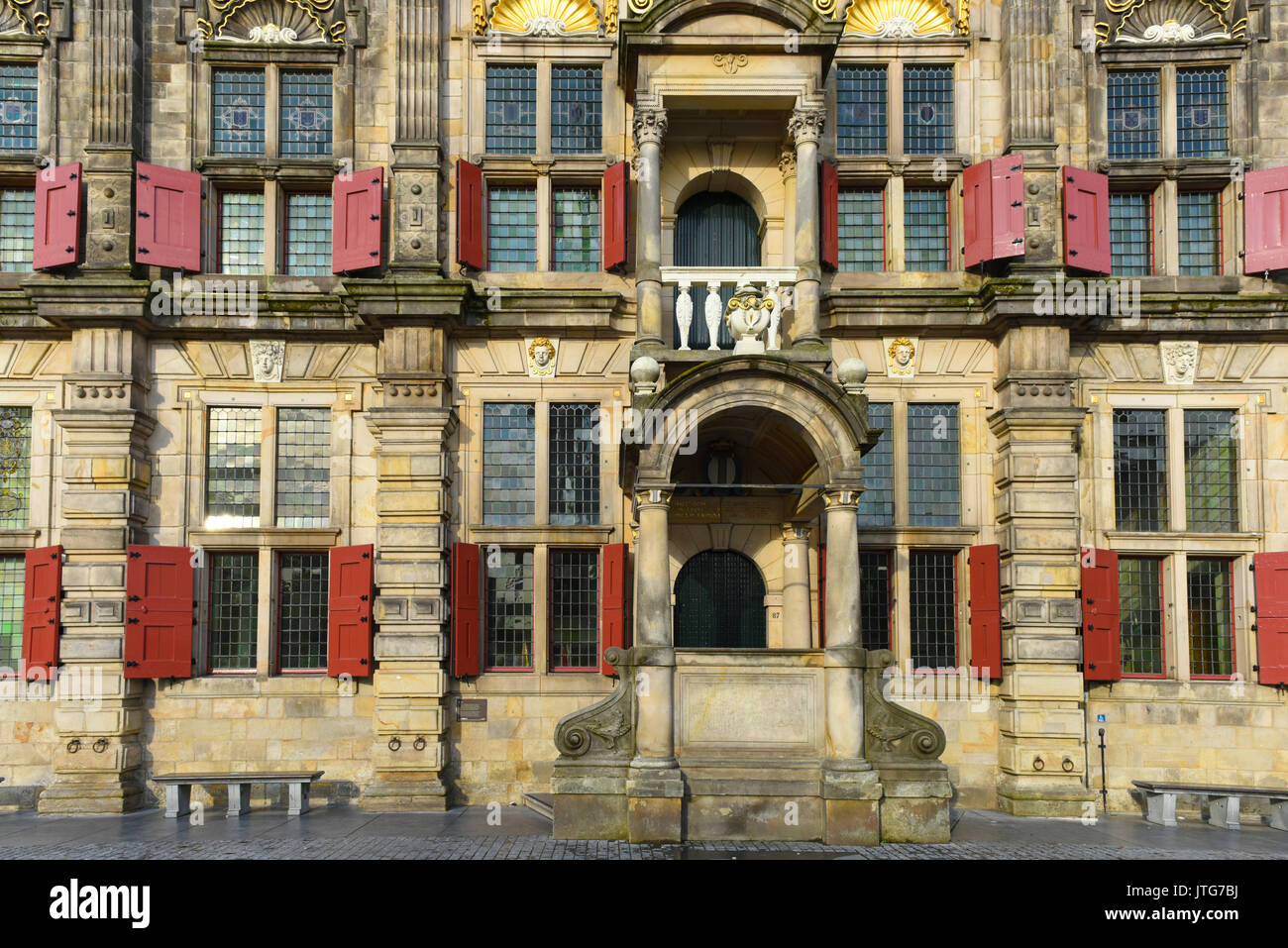 A view of the Stadhuis or City Hall in Delft Market Square in Delft ...
