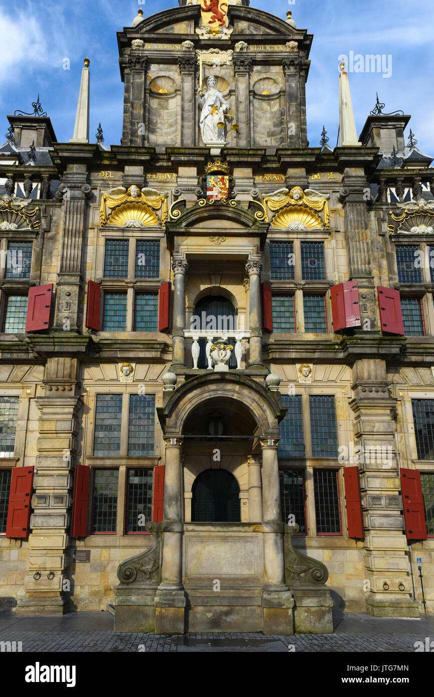 A view of the Stadhuis or City Hall in Delft Market Square in Delft ...