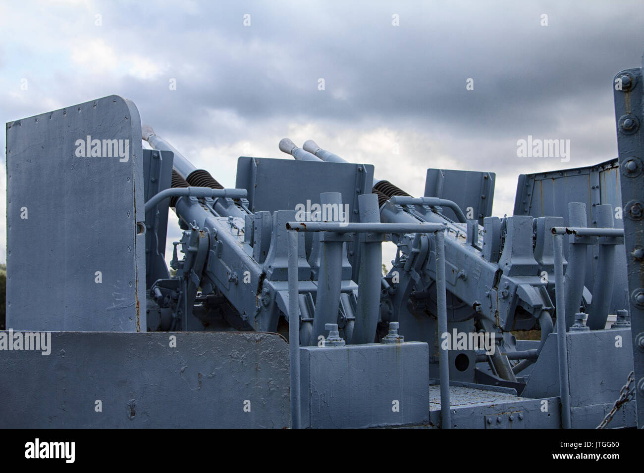 40mm Anit Aircraft guns mounted on Battleship North Carolina Wilmington ...
