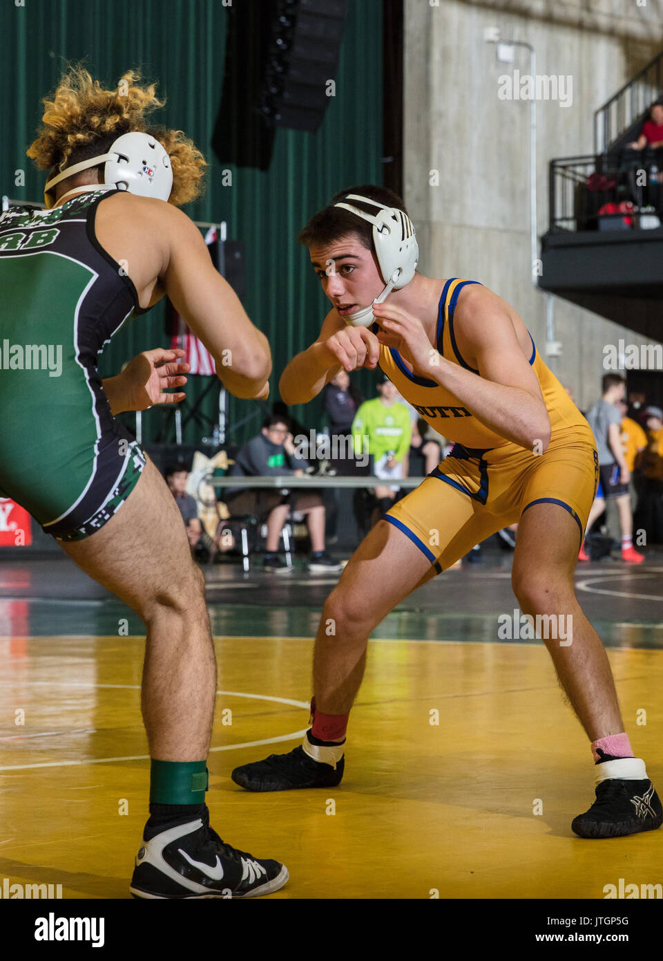 Wrestling action at the Masters Tournament in Redding, California Stock ...