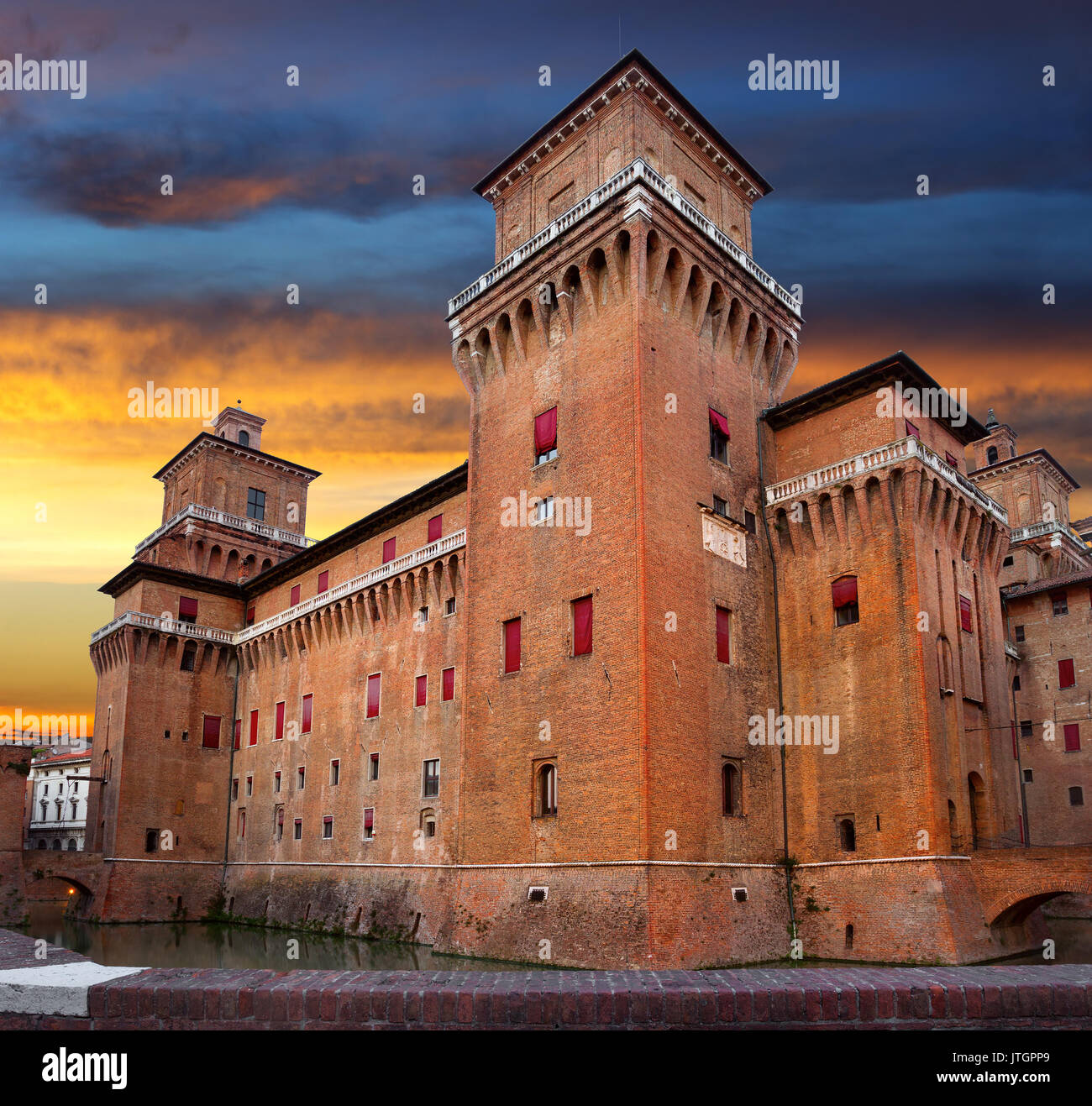 Castello Estense or castello di San Michele in Ferrara - Italy Stock ...
