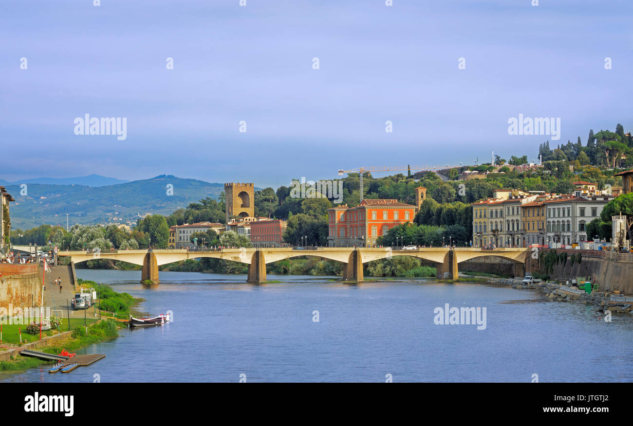 The Ponte alla Carraia Bridge is a five-arched bridge spanning the ...