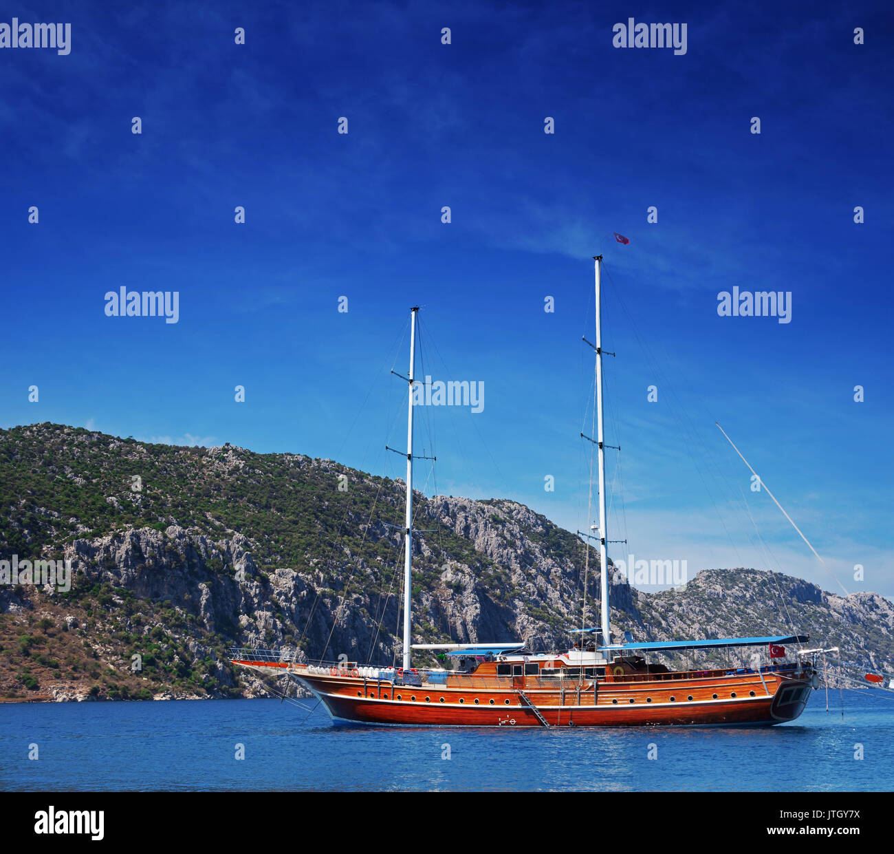 A large Turkish yacht also called "gulet" in Marmaris, Turkey Stock ...