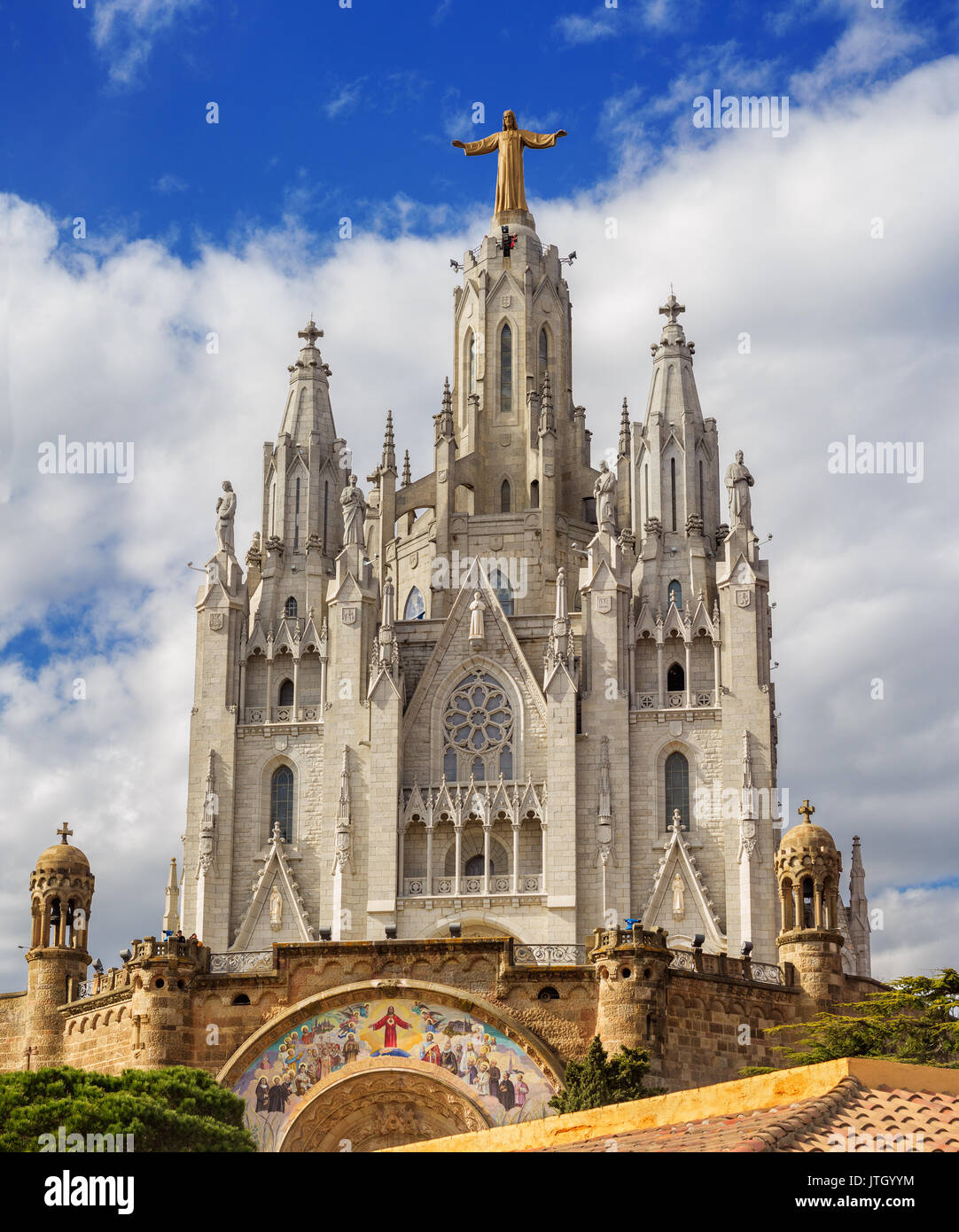 Temple of the Sacred Heart of Jesus on Tibidabo mountain, Barcelona ...