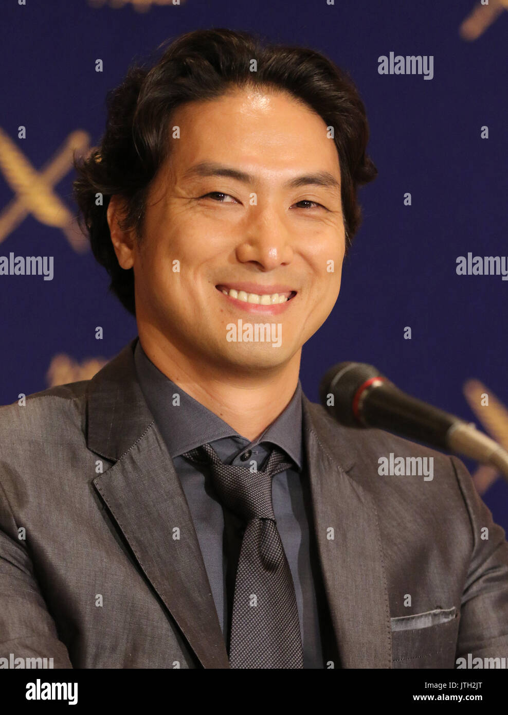 Tokyo, Japan. 8th Aug, 2017. Japanese actor Takehiro Hira speaks before ...