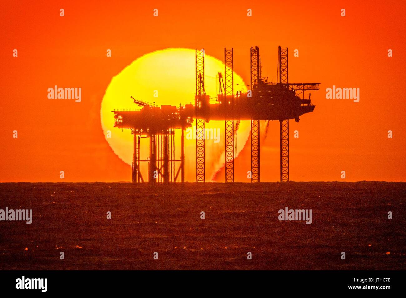 Flame jack-up drilling rig in Southport, Merseyside, August 2017. UK ...
