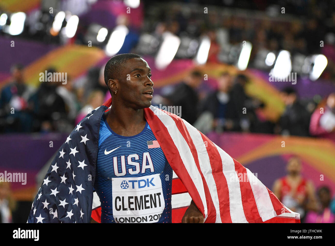 London, UK. 9 August 2017.Kerron Clement (USA) third place in the men's ...
