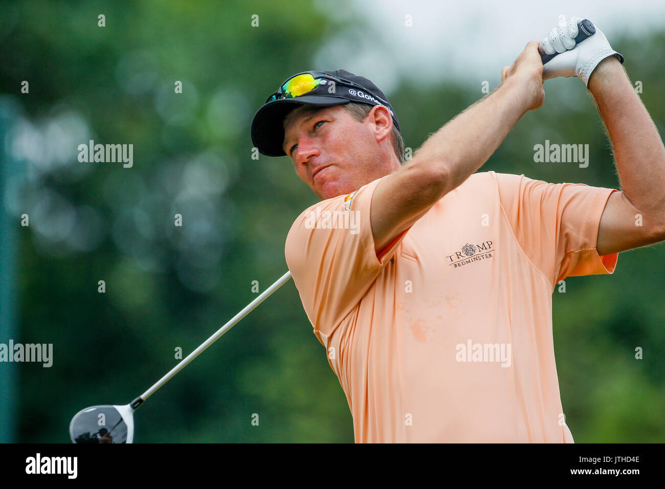 August 9, 2017: Jim Herman of the United States plays his shot from the ...