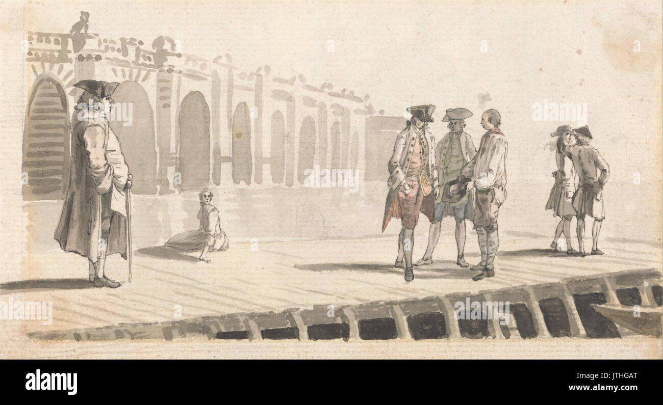 Paul Sandby A Group of Men on Westminster Pier Stock Photo - Alamy