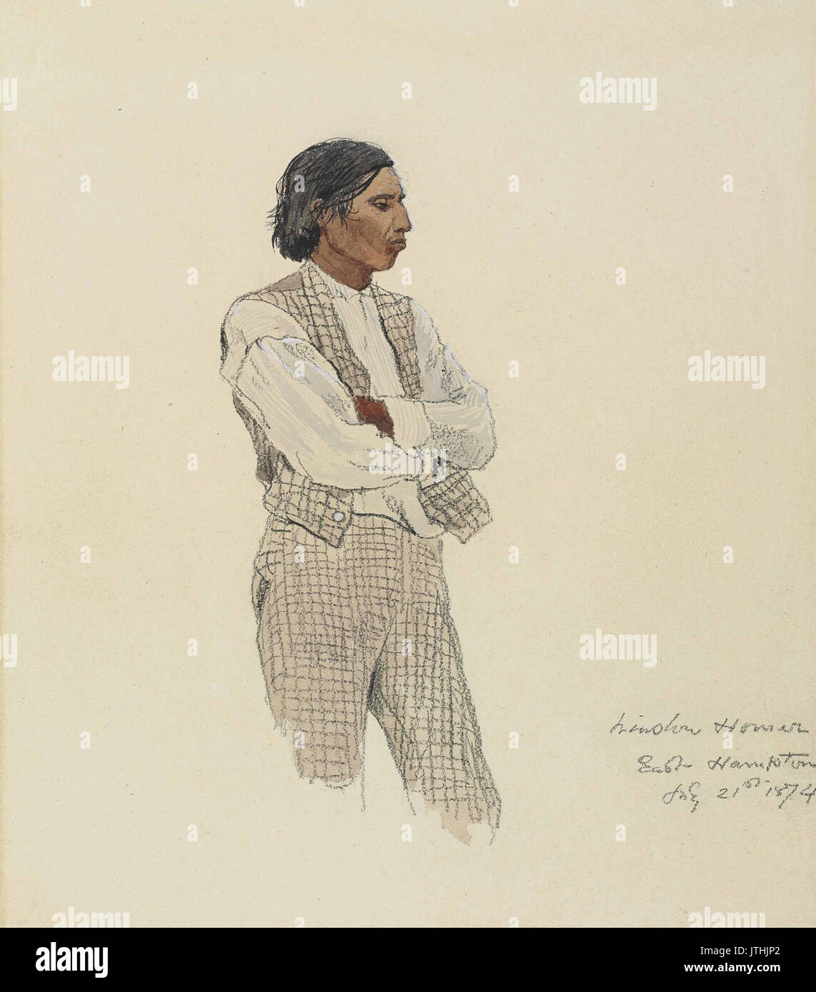 Winslow Homer David Pharoah, The Last of the Montauks (1874 Stock Photo ...