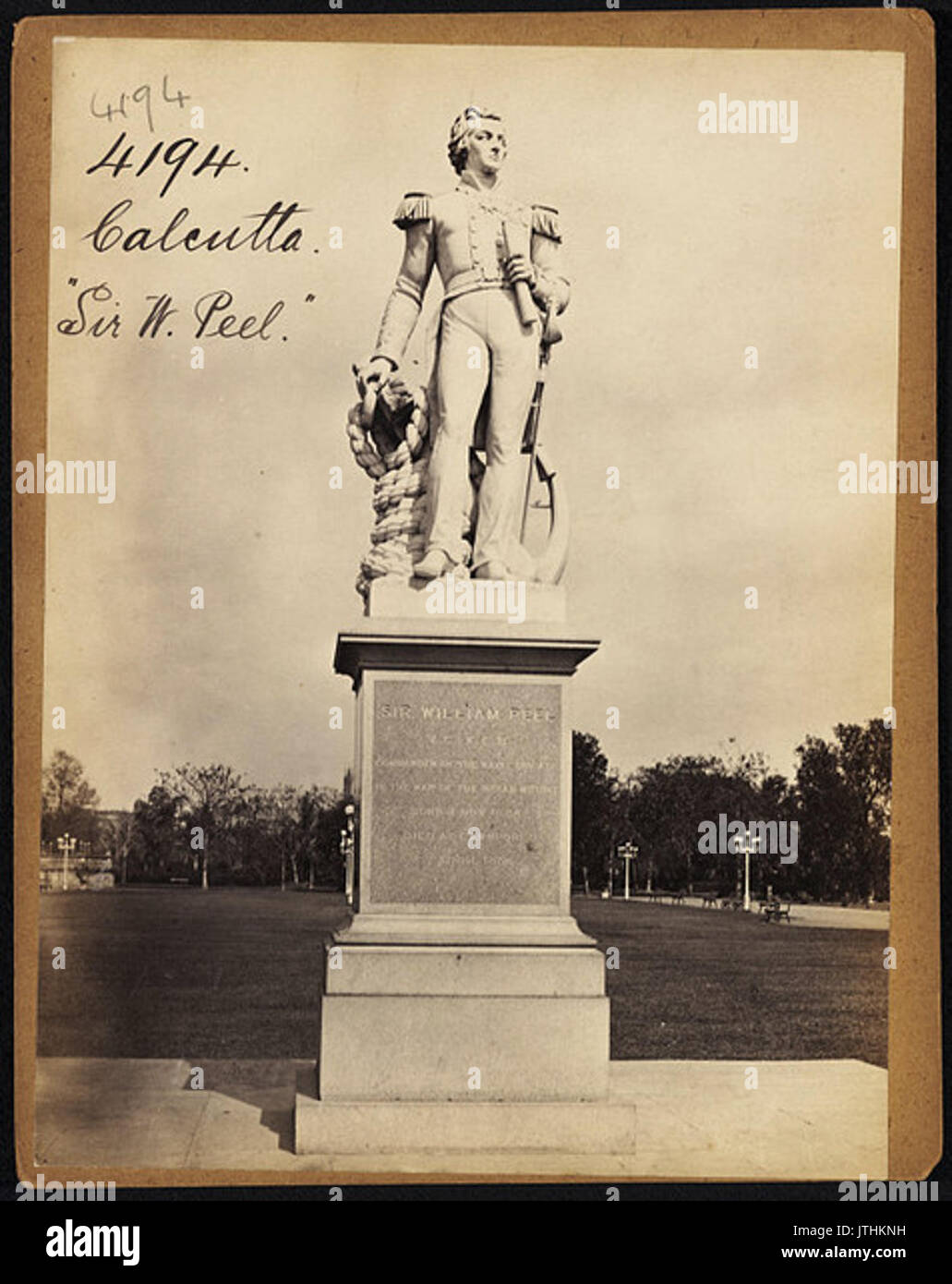 Statue of Sir William Peel in Calcutta by Francis Frith Stock Photo - Alamy