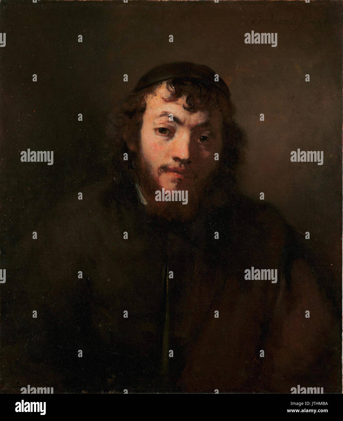 'Bust of a Young Jew', oil on canvas painting by Rembrandt Harmensz ...