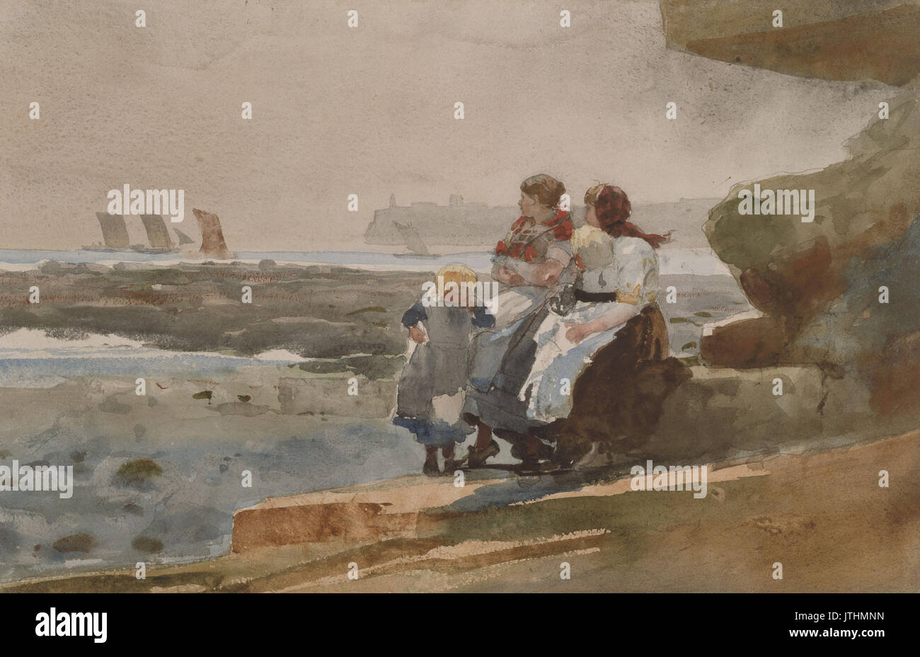 Winslow Homer Under the Cliff, Cullercoats Stock Photo - Alamy