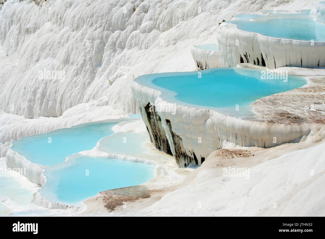 Natural Pamukkale basins full of water Stock Photo - Alamy