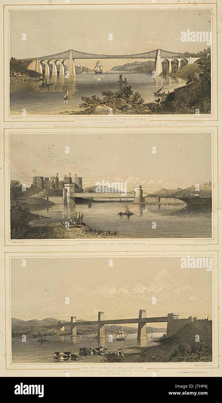 The Suspension Bridge over the Menai; Conway Castle, and Tubular Bridge ...