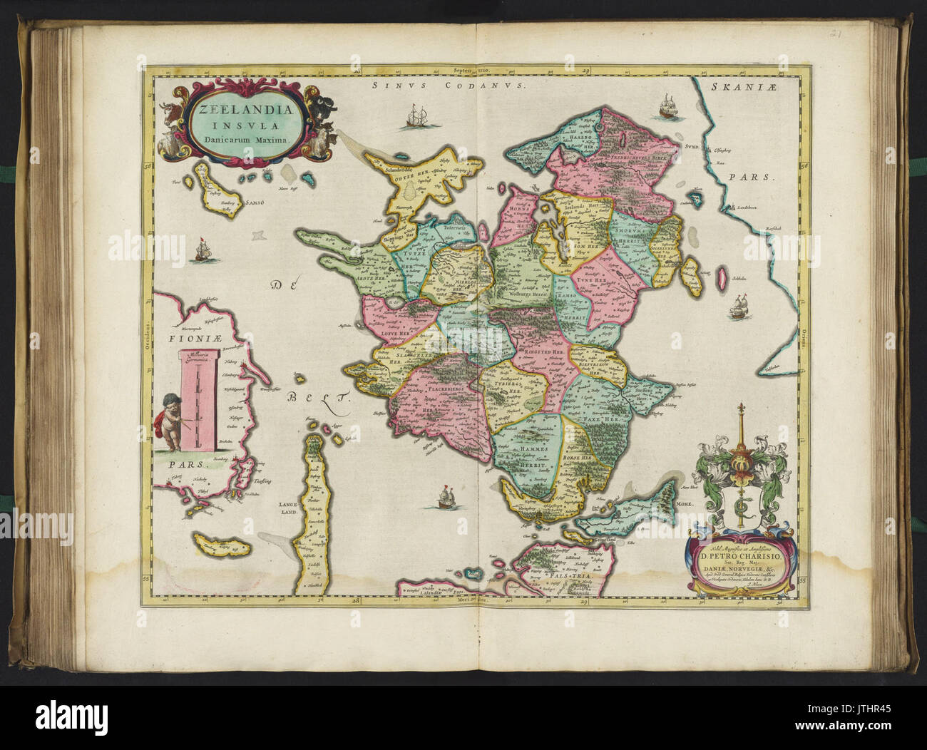This map, created by Blaeu in 1665, represents the island of Zeeland in ...