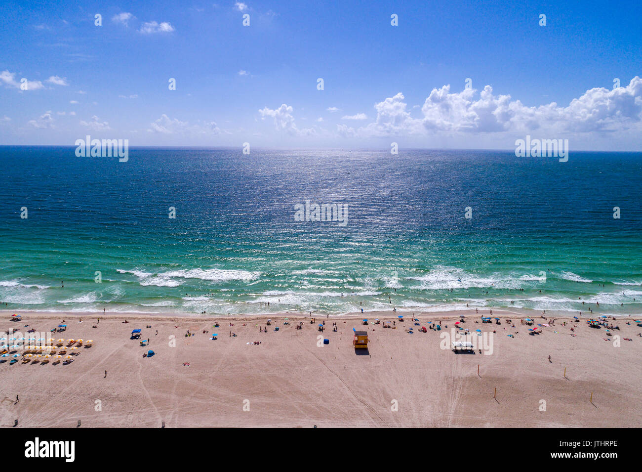 Atlantic ocean water sand aerial overhead view sunbathers hi-res stock ...