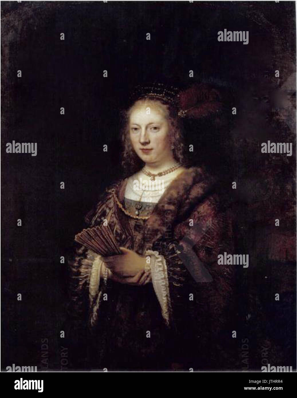 Rembrandt Portrait of a Woman with a Fan Stock Photo - Alamy