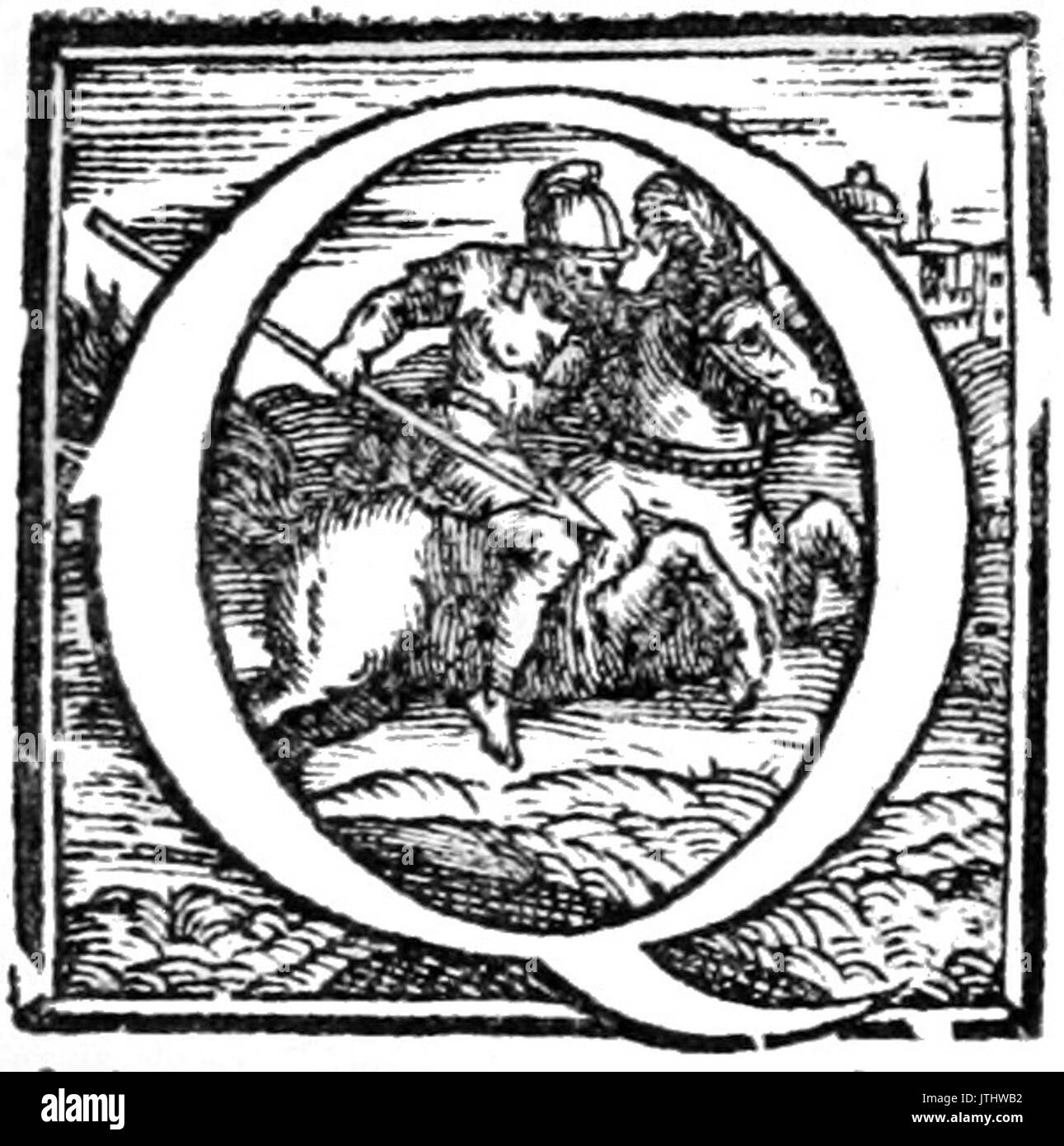 Vasari Le vite, 1568 B, v. 1, capolettera Q p 10 Stock Photo - Alamy