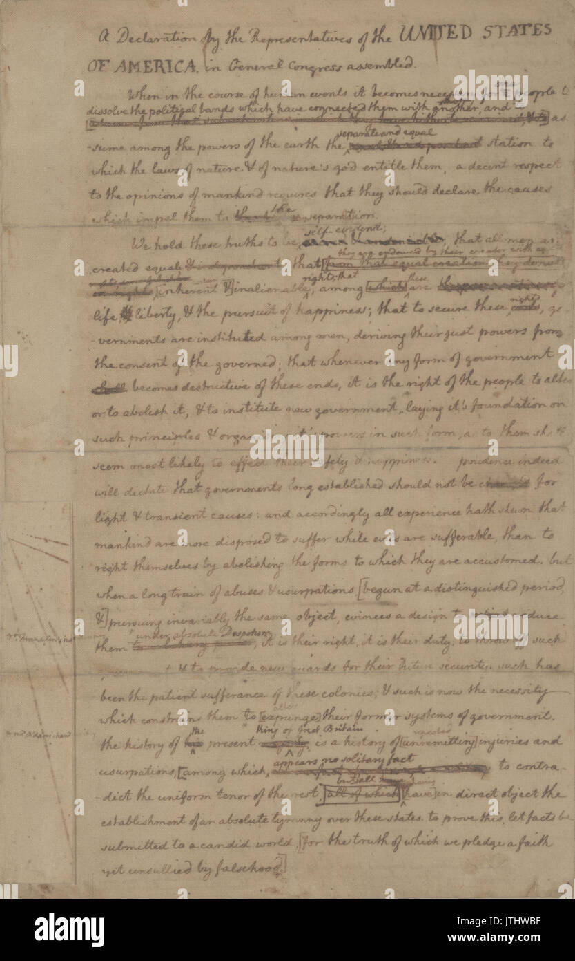 US Declaration of Independence draft 1 Stock Photo - Alamy