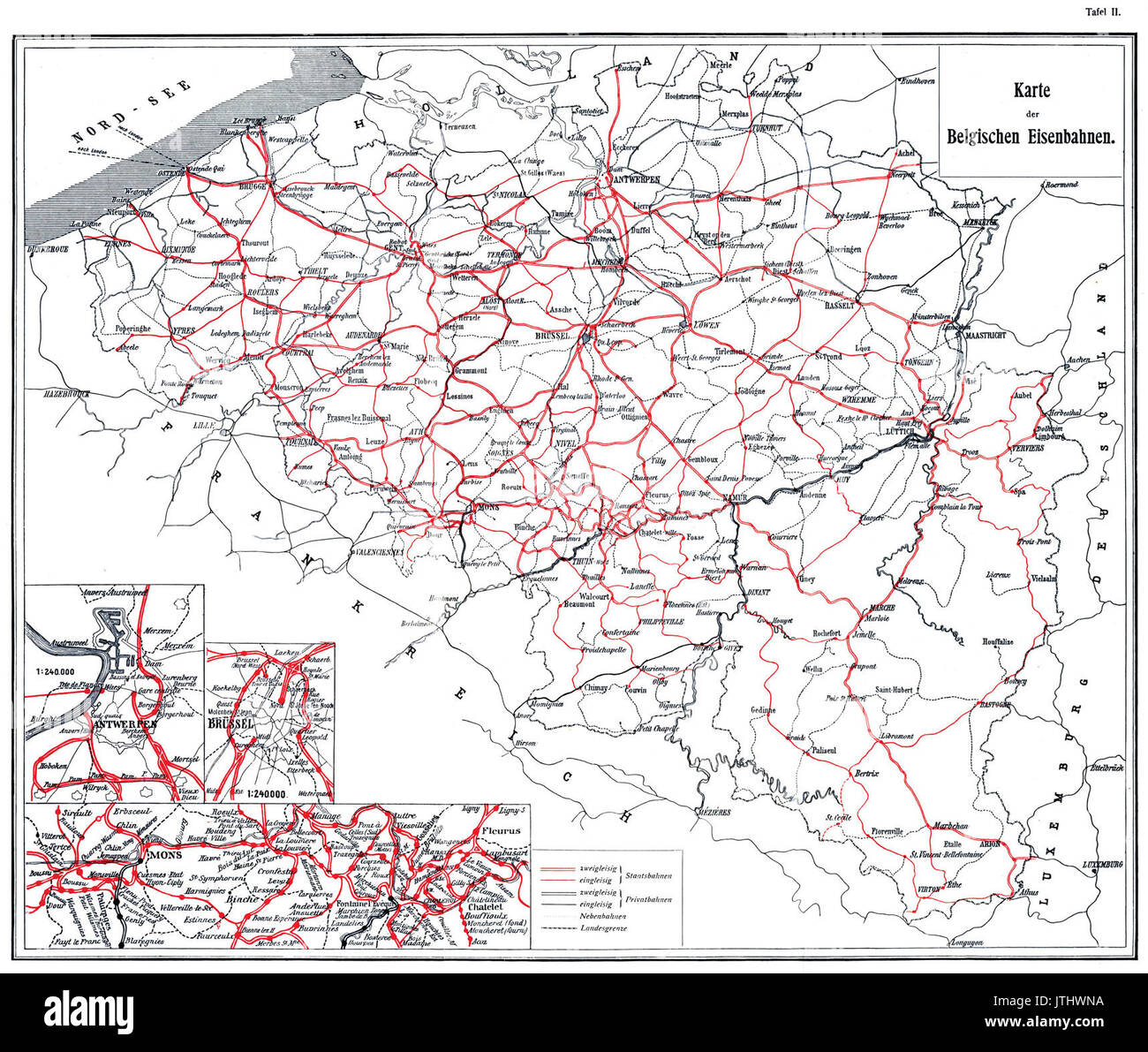 The 1912 map of Belgian Railways by Roell provides a detailed view of ...