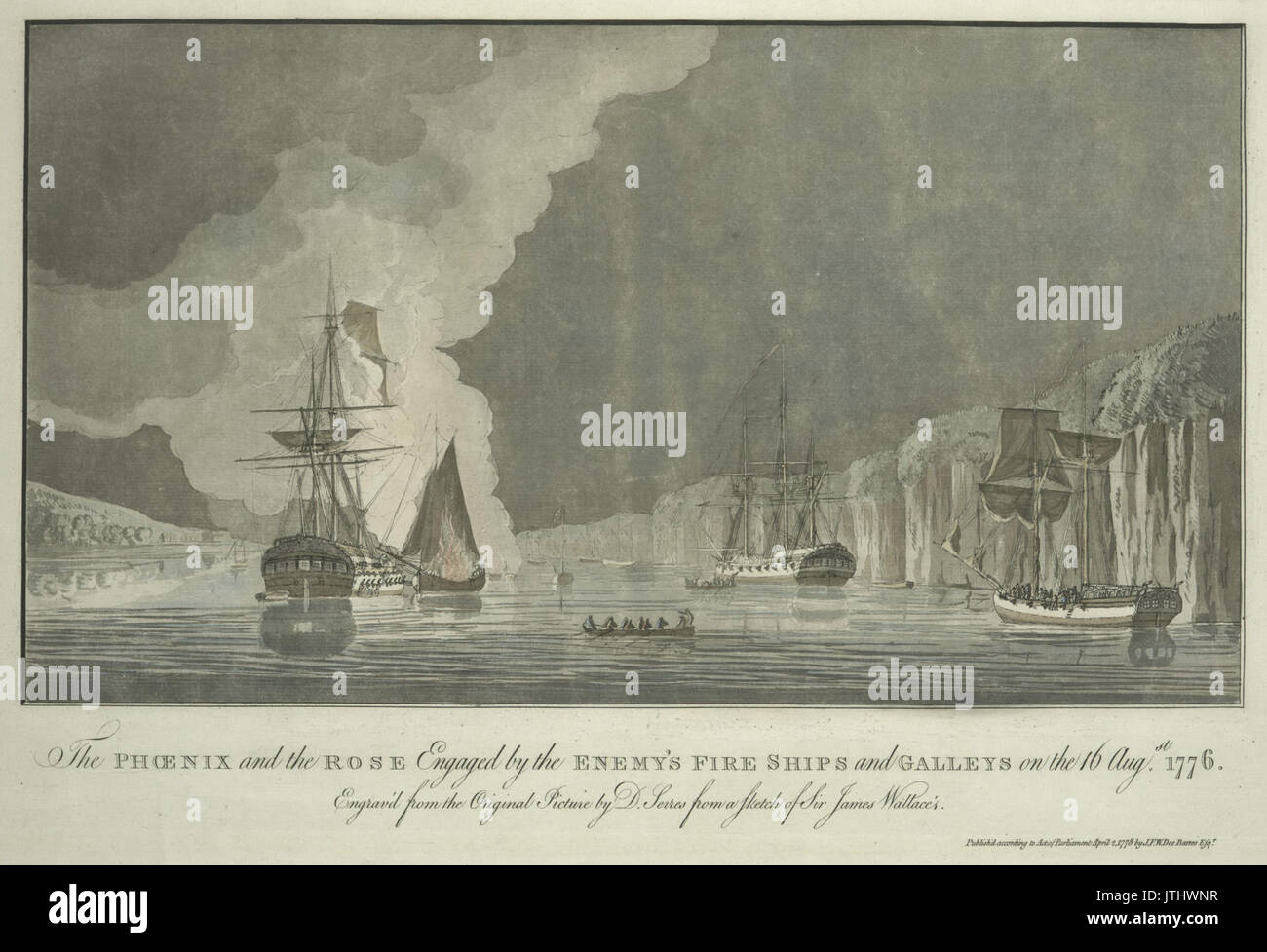 The Phoenix and the Rose engaged by the enemy's fire ships and galleys ...