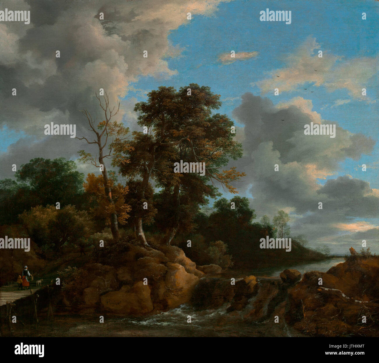 Jacob van Ruisdael Waterfall with figures on a bridge Stock Photo - Alamy