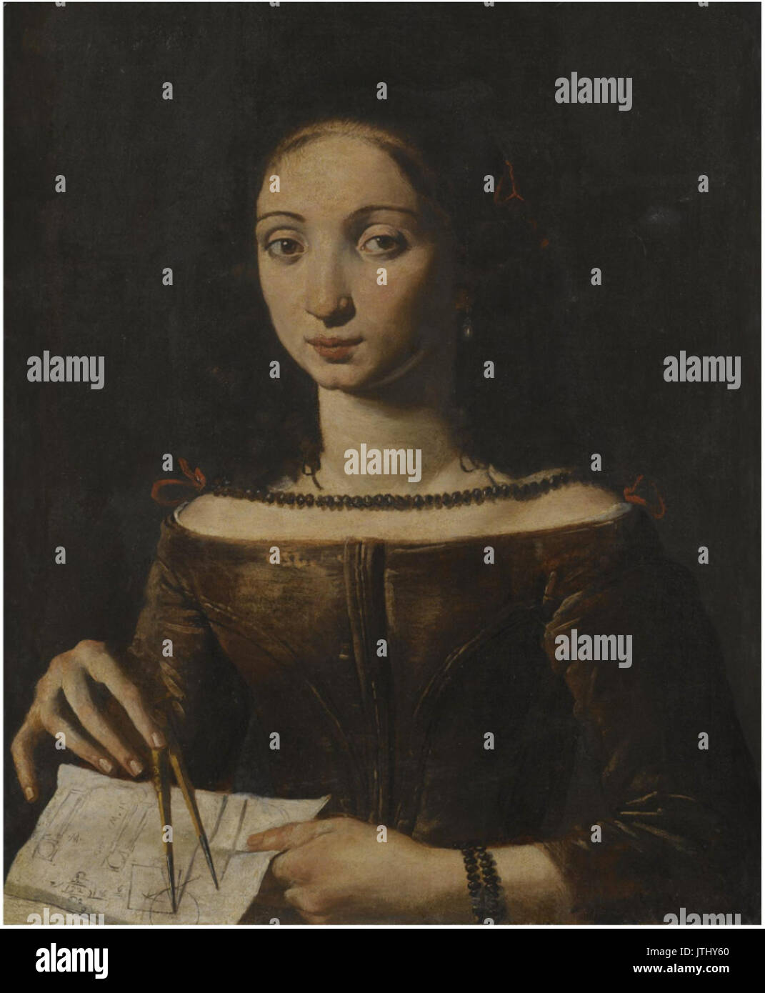 Pietro Paolini A young lady holding a compass Stock Photo - Alamy