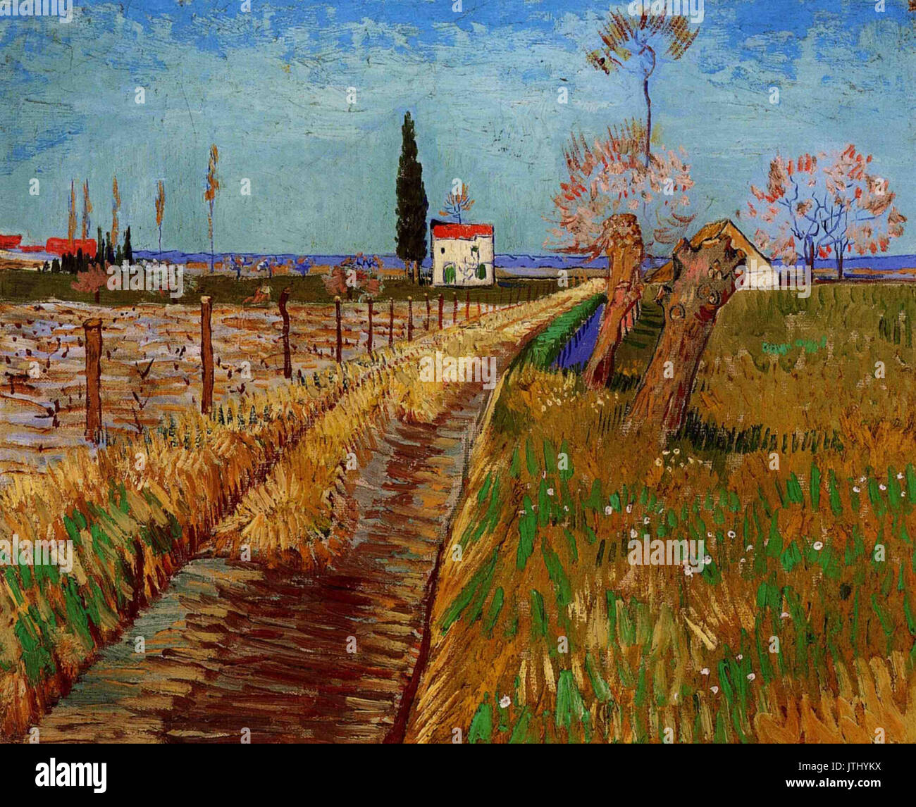 Van Gogh Pfad durch eine Wiese mit Weiden Stock Photo - Alamy