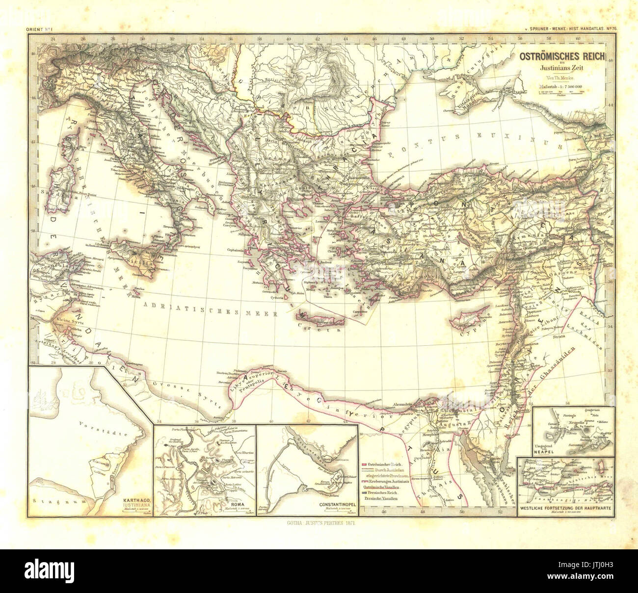 Spruner Menke Handatlas 1880 Karte 76 Stock Photo - Alamy
