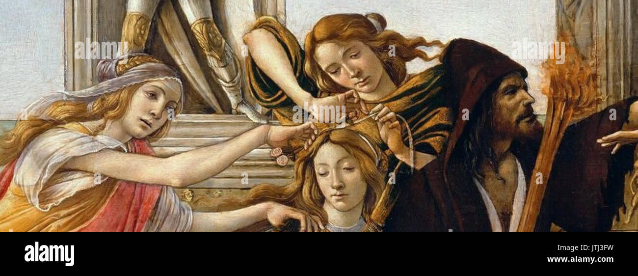A cropped version of a work by Sandro Botticelli, showcasing his ...