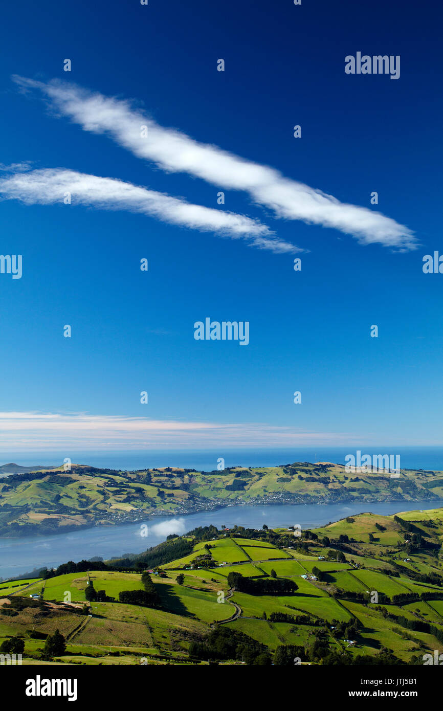 Farmland at Upper Junction, and Otago Harbour and Otago Peninsula ...