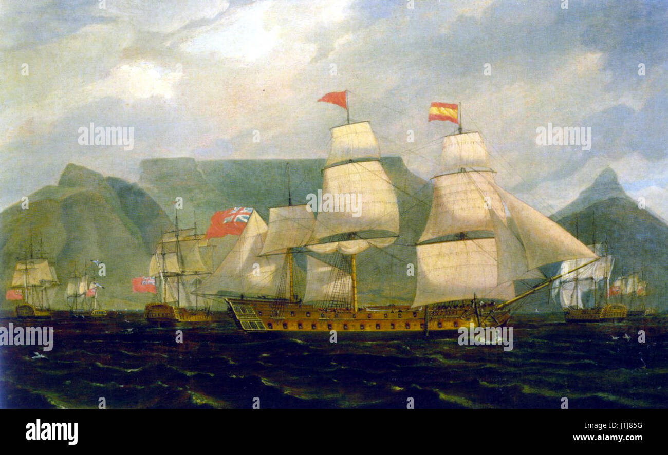 HMS Diadem at capture of Good Hope Thomas Whitcombe 2 Stock Photo - Alamy