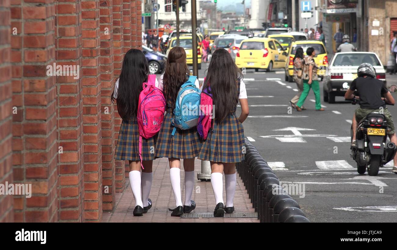 Female Students With Backpacks Stock Photo - Alamy