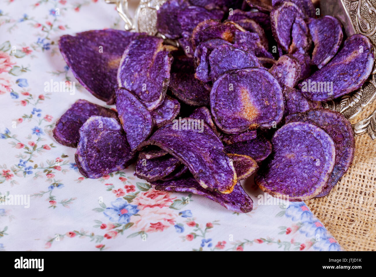 Blue potato Blue Congo chips appetizer, background, blue, food Stock ...