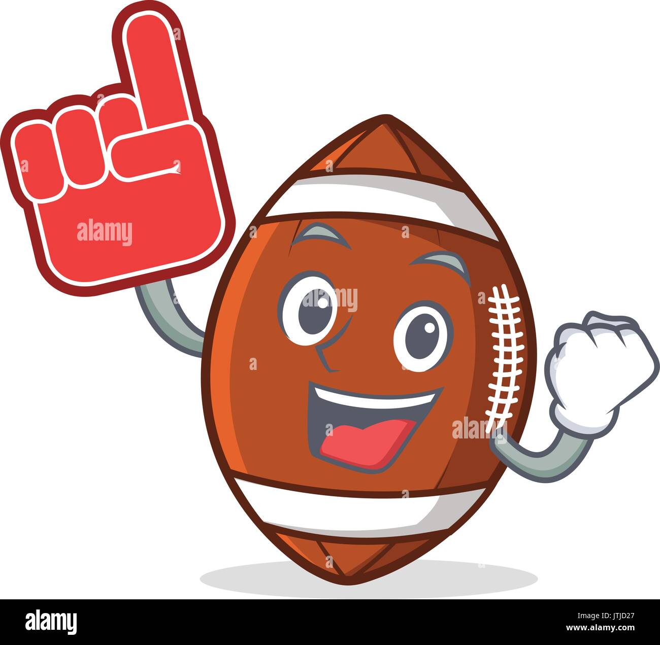 American football character cartoon with foam finger Stock Vector Image ...