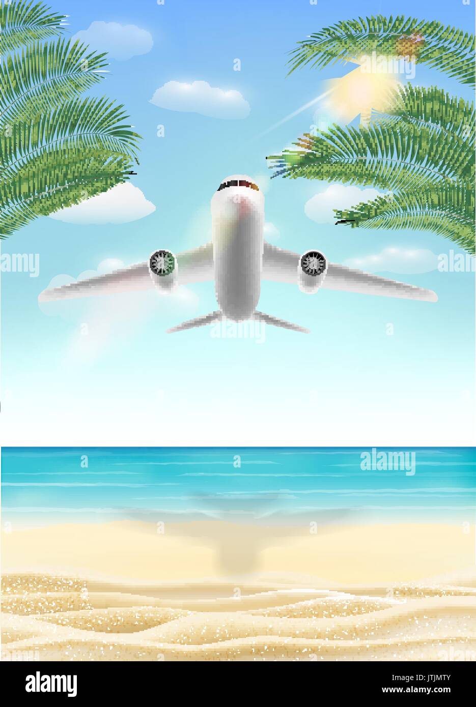 air plane flying travel to sea sand beach Stock Vector Image & Art - Alamy
