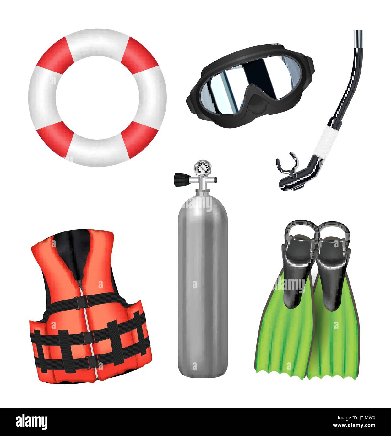 set of scuba diving tool on a white background Stock Vector Image & Art ...