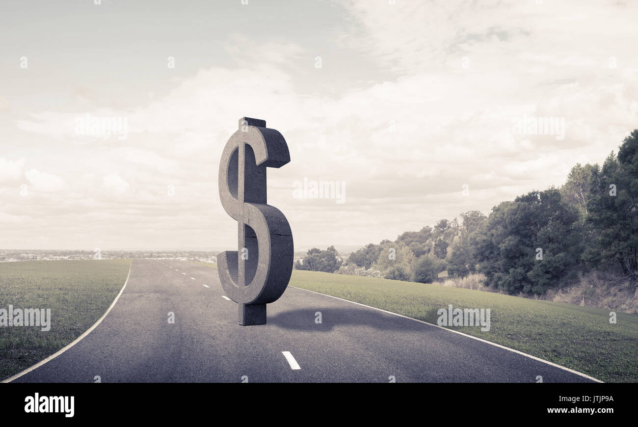 Money making and wealth concept presented by stone dollar symbol Stock ...