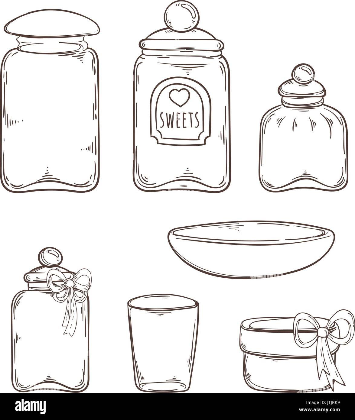 Big set of handdrawn glass jars Stock Vector Image & Art - Alamy