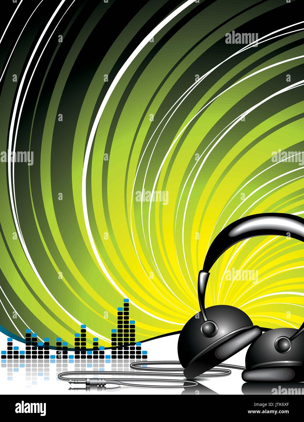 Illustration for musical theme with headphone on grunge background ...