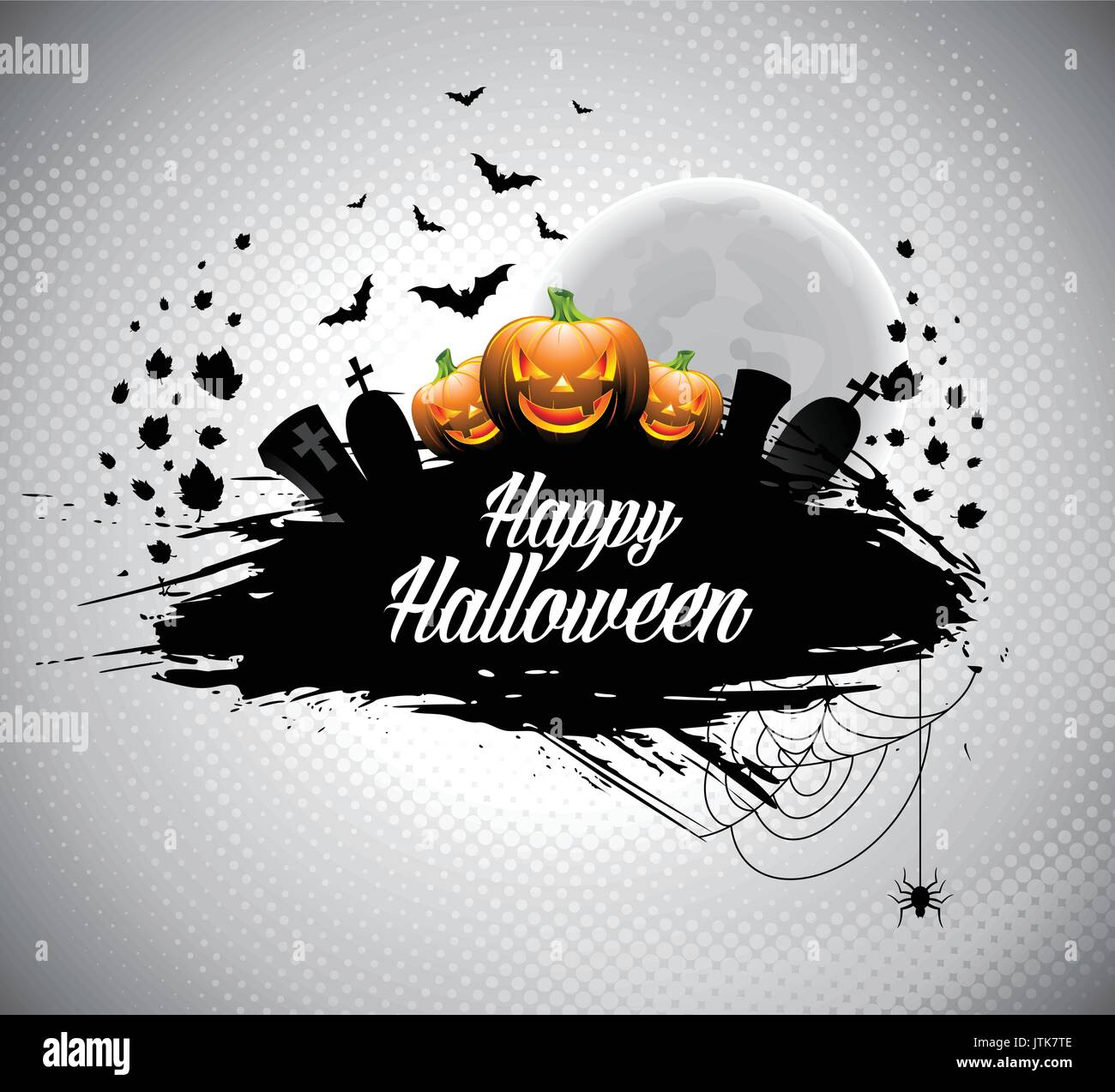 Vector illustration on a Happy Halloween theme with pumpkin Stock ...