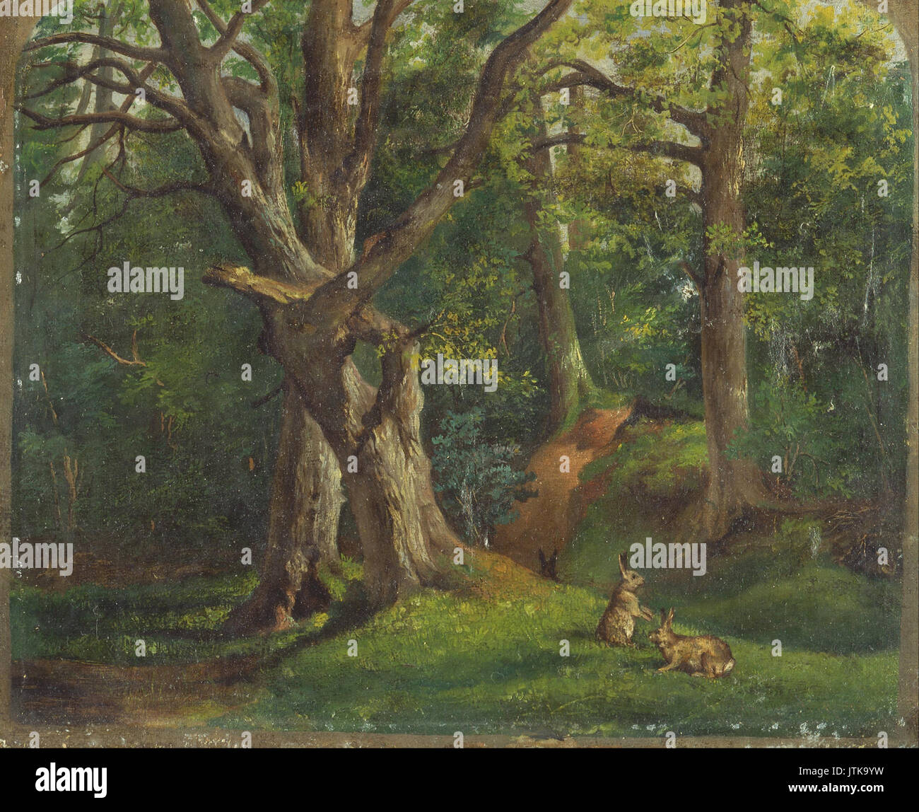 Sir Hubert von Herkomer Woodland scene with rabbits Stock Photo - Alamy