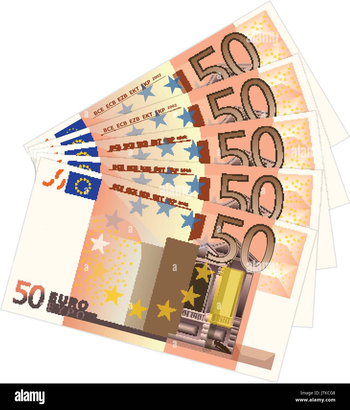 Fifty banknotes on a white background. Vector illustration Stock Vector ...